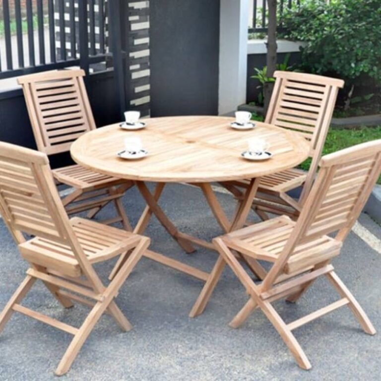 Round foldable dining table 120cm - Coastal Teak